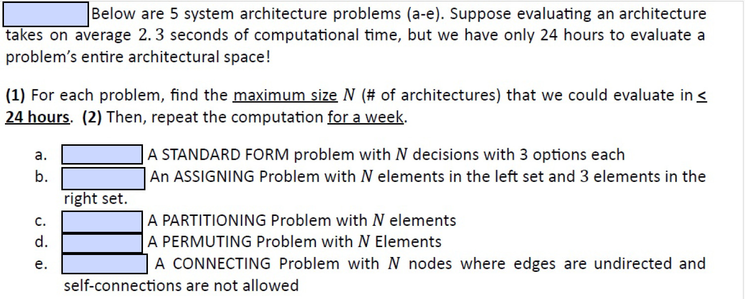 Solved Below are 5 ﻿system architecture problems (a-e). | Chegg.com