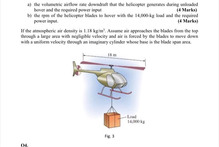 Solved Q3. A 12,000 kg unloaded helicopter hovers at sea | Chegg.com