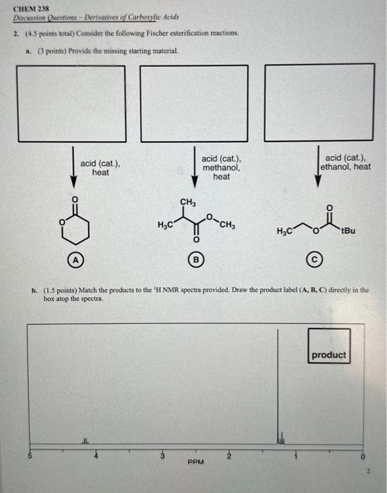 Solved consider tbe following Fischer esterification | Chegg.com