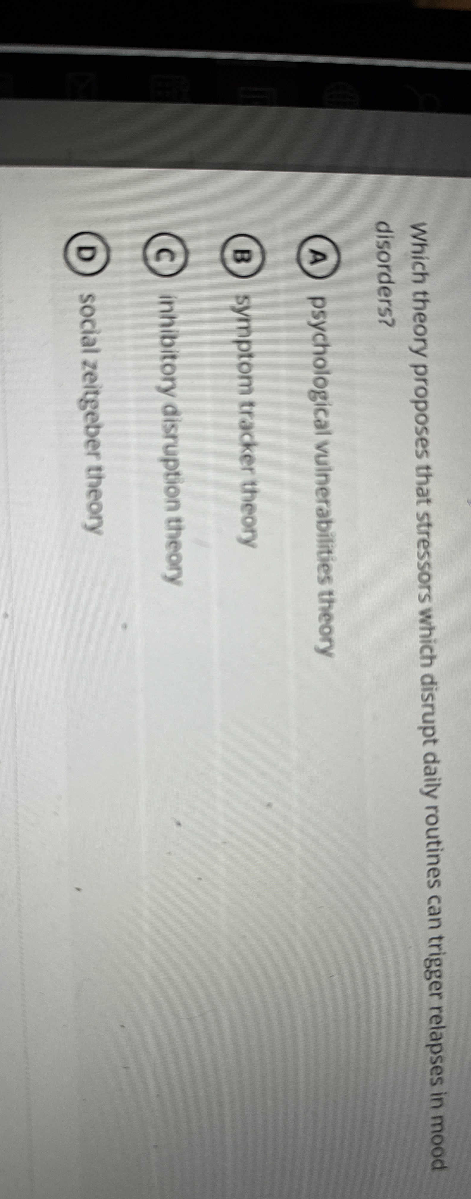 Solved Which theory proposes that stressors which disrupt | Chegg.com