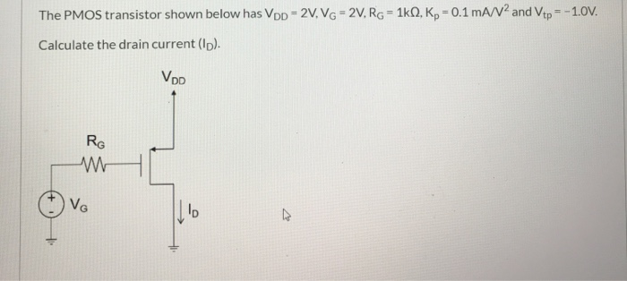 Solved The PMOS transistor shown below has Vpp = 2V, VG = | Chegg.com
