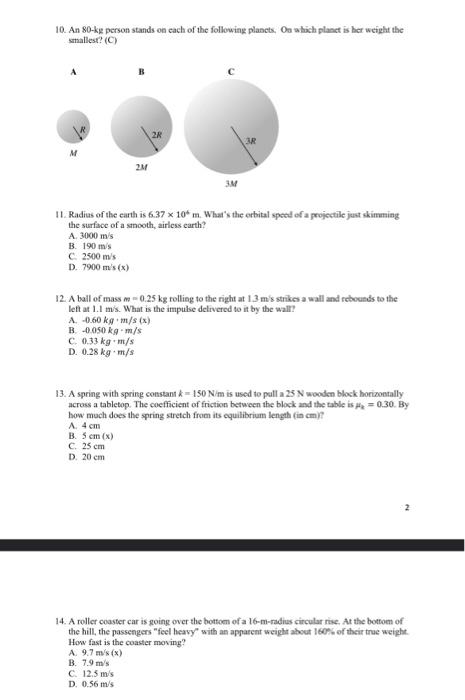 Solved 10. An 80-kg person stands on each of the following | Chegg.com