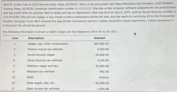 Beth R. Jordan lives at 2322 Skyview Road, Mesa, AZ | Chegg.com
