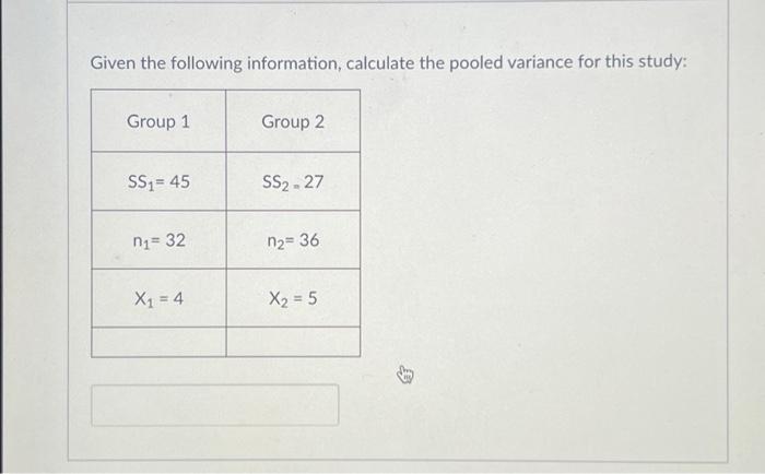 Solved Given the following information, calculate the pooled | Chegg.com