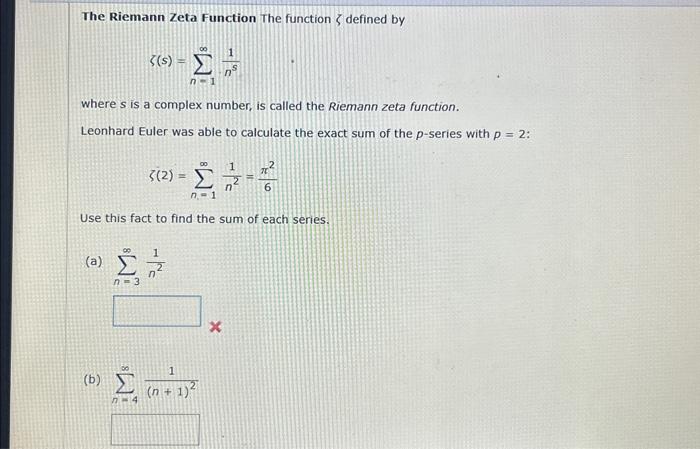 Solved The Riemann Zeta Function The function ζ defined by | Chegg.com