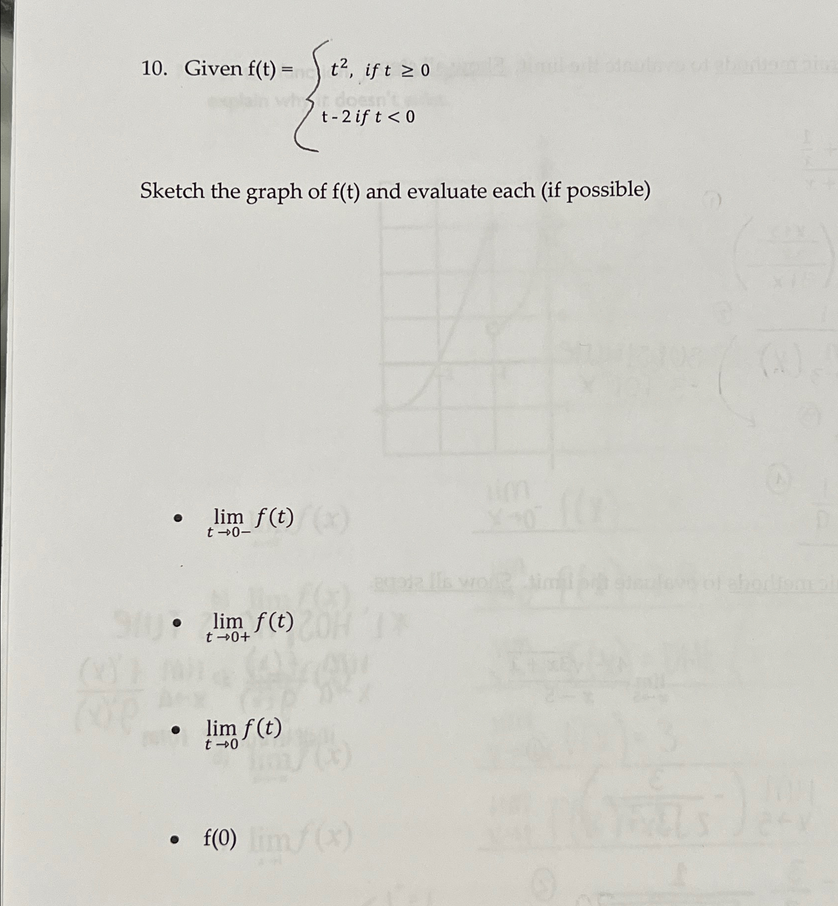 Solved Given f(t)={t2, if t≥0t-2 if t