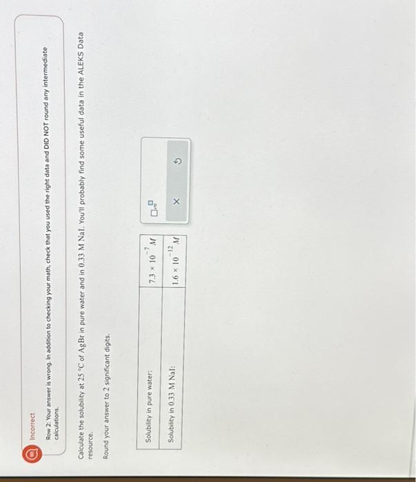 Solved Incorrect Row 2: Your answer is wrong, In addition to | Chegg.com