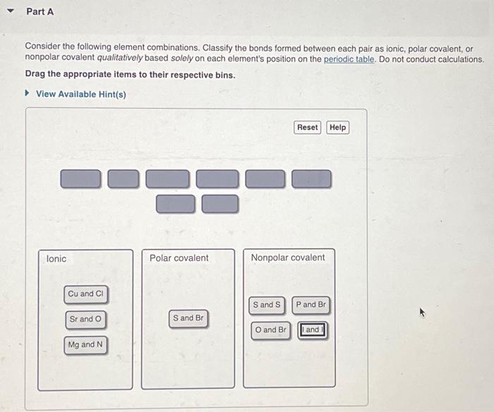Solved Part A Consider the following element combinations. | Chegg.com