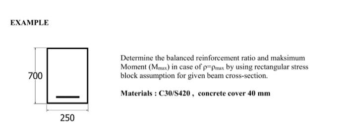 Solved EXAMPLE Determine the balanced reinforcement ratio | Chegg.com