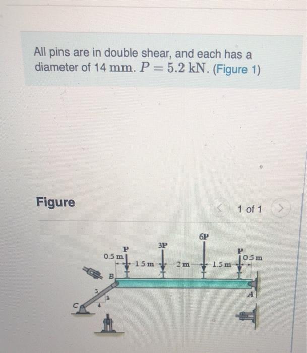 Solved All pins are in double shear, and each has a diameter | Chegg.com
