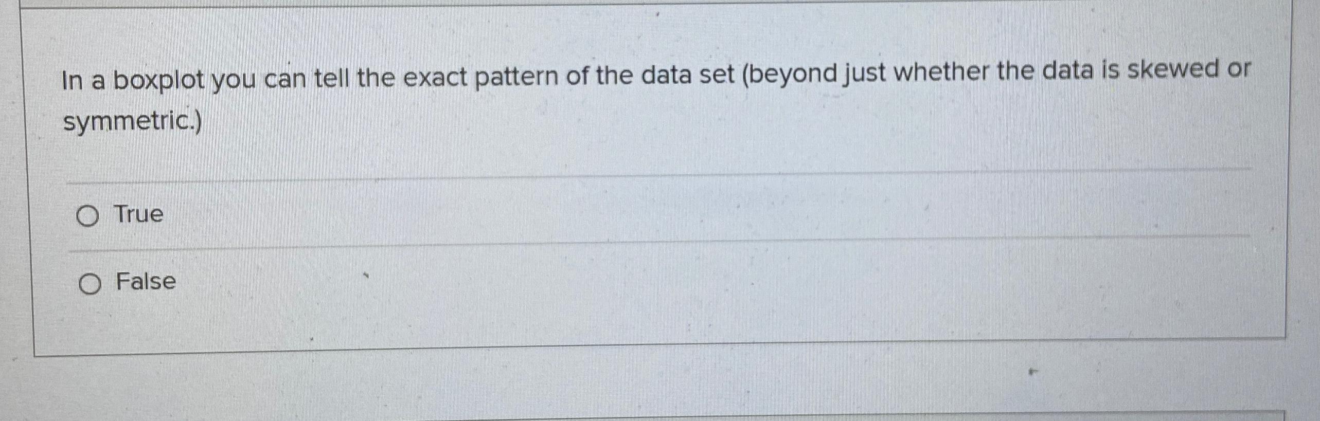 In a boxplot you can tell the exact pattern of the | Chegg.com