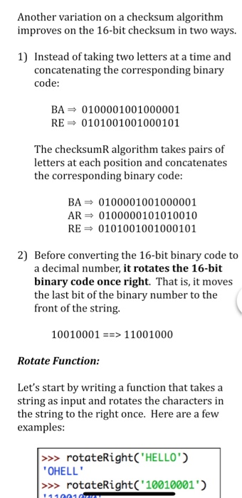 Solved how to modify this 16 bit checksum that takes a | Chegg.com