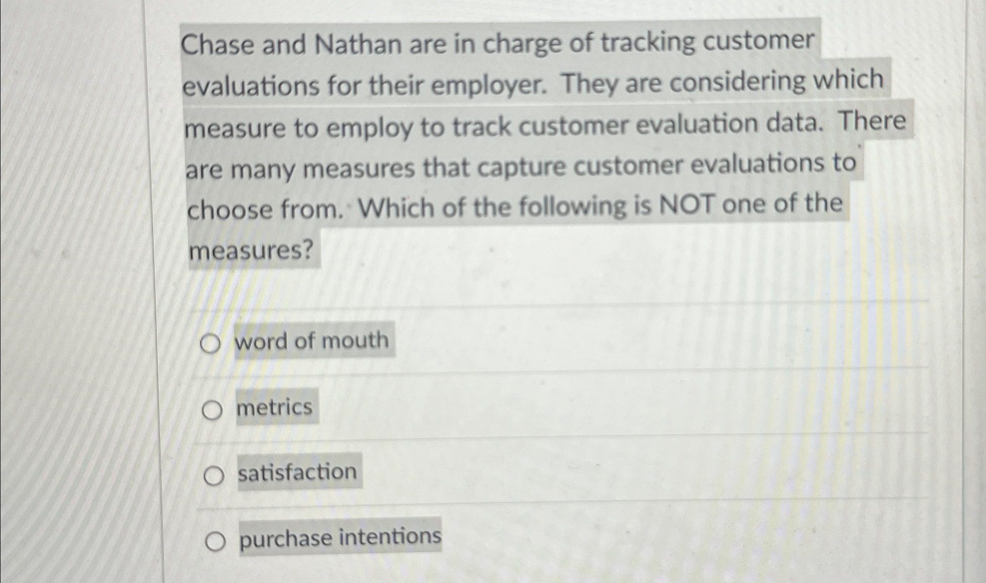 Solved Chase and Nathan are in charge of tracking customer | Chegg.com