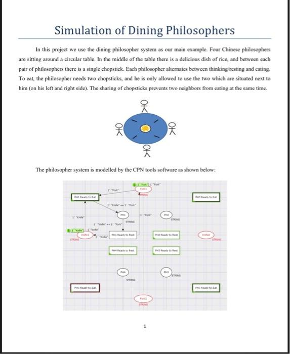 Simulation of Dining Philosophers In this project we | Chegg.com