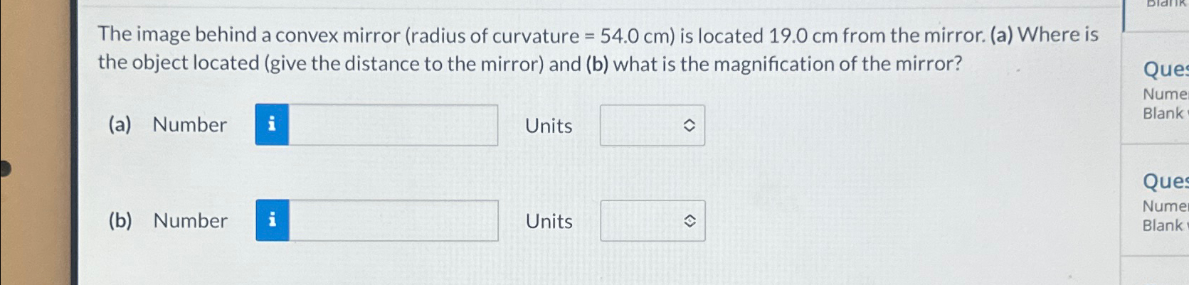 Solved The image behind a convex mirror (radius of curvature | Chegg.com