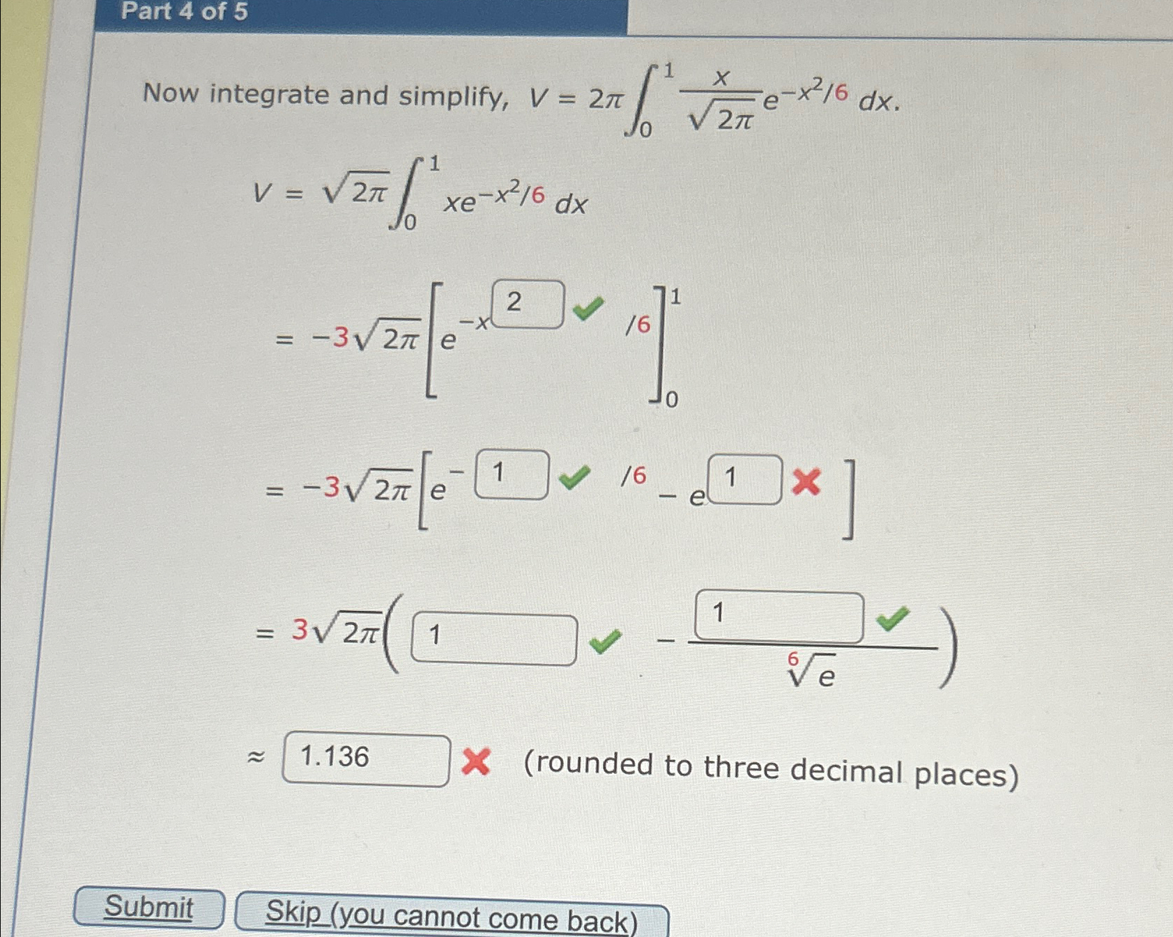 Solved Part 4 of 5Now integrate and simplify, | Chegg.com Solved Part 4 of 5Now integrate and simplify, | Chegg.com