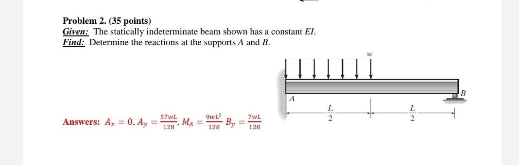 Solved Problem 2. (35 points) Given: The statically | Chegg.com