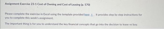 Solved Assignment Exercise 23 1 Cost Of Owning And Cost Of 
