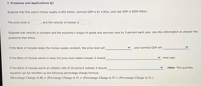 Solved 7. Problems and Applications Q1 Suppose that this | Chegg.com