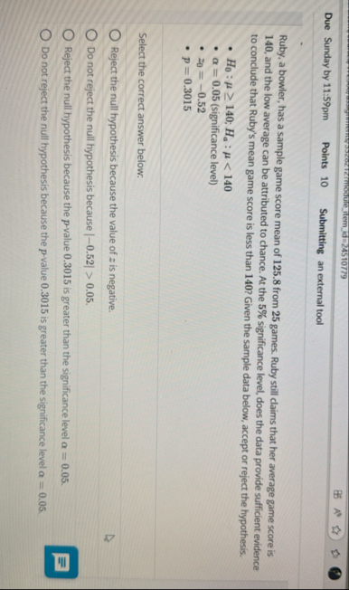 Solved Due Sunday by 11:59pmPoints 10Submitting an external | Chegg.com