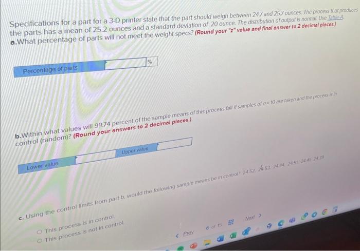 Solved Specifications for a part for a 3-D printer state | Chegg.com