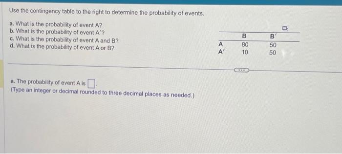 Solved Use the contingency table to the right to determine | Chegg.com