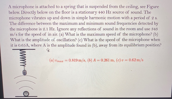 Solved A microphone is attached to a spring that is | Chegg.com