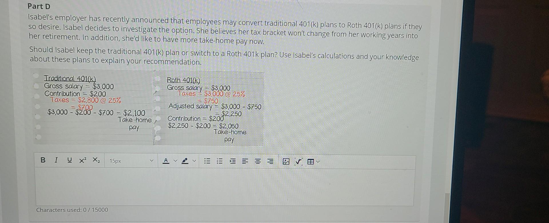 Solved Saving for Retirement In addition to saving for a | Chegg.com