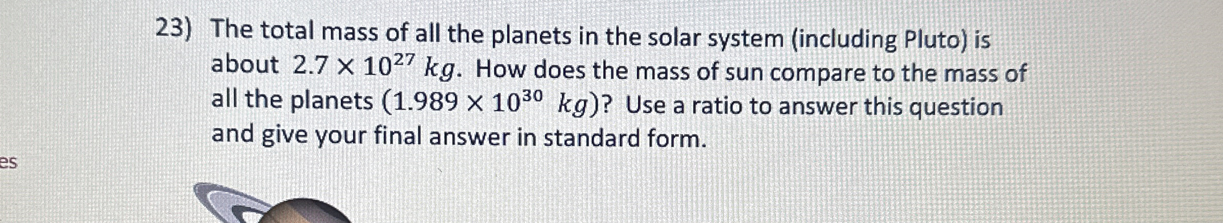 Solved The total mass of all the planets in the solar system | Chegg.com
