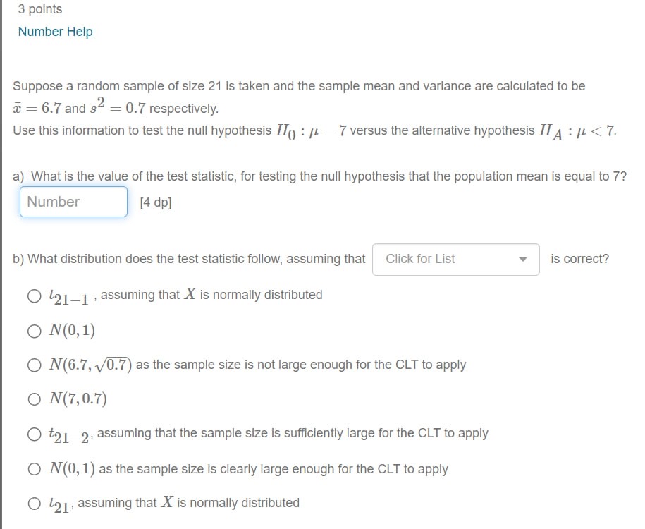 Solved 3 ﻿pointsNumber HelpSuppose a random sample of size | Chegg.com