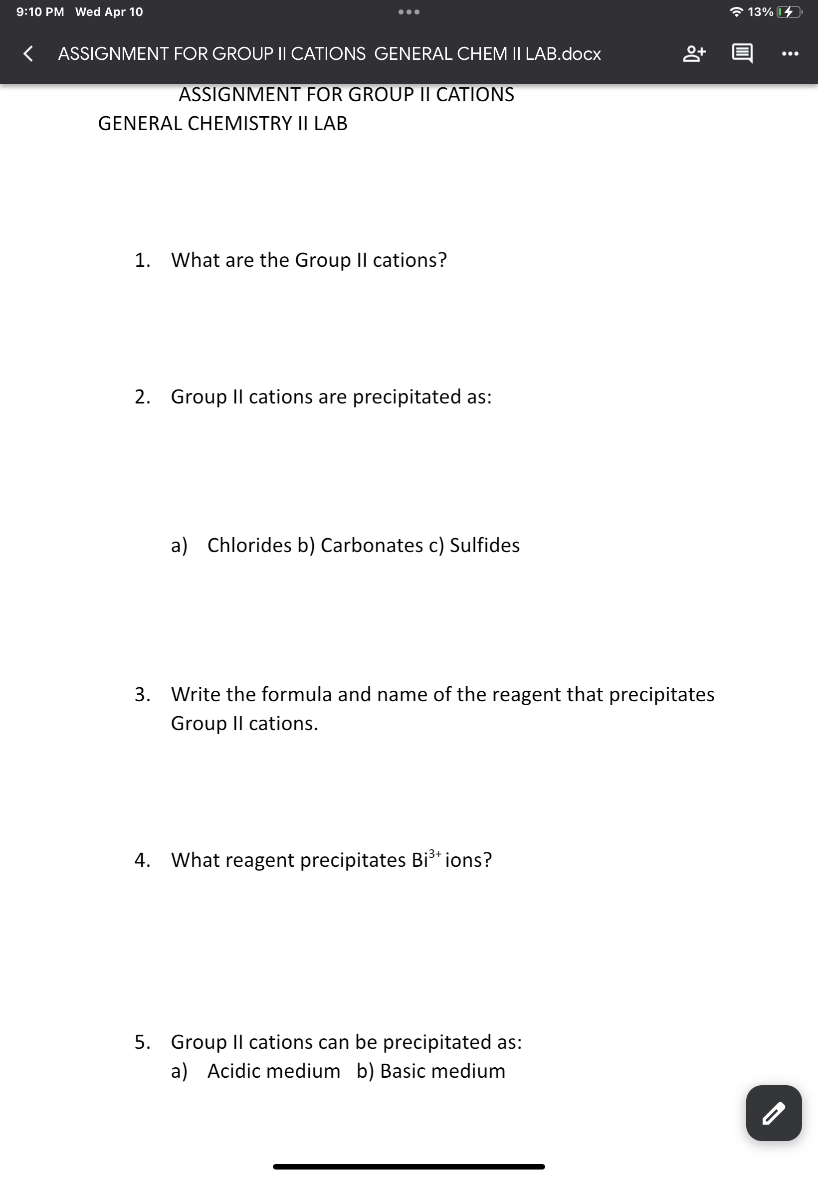Solved 9:10 ﻿PM Wed Apr 10ح 13%ASSIGNMENT FOR GROUP II | Chegg.com