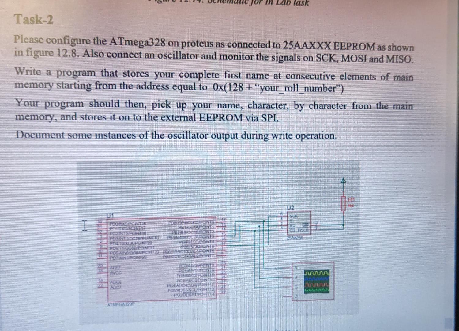 Lab task Task-2 Please configure the ATmega328 on | Chegg.com