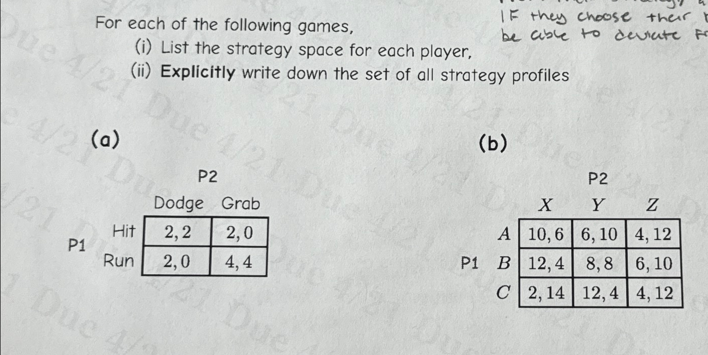 Solved For each of the following games,(i) ﻿List the | Chegg.com