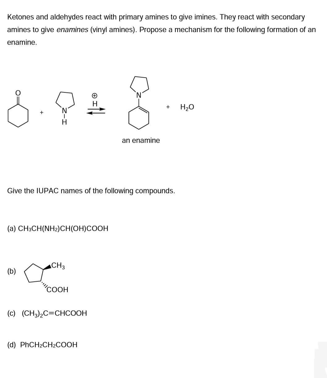 Solved Ketones and aldehydes react with primary amines to | Chegg.com
