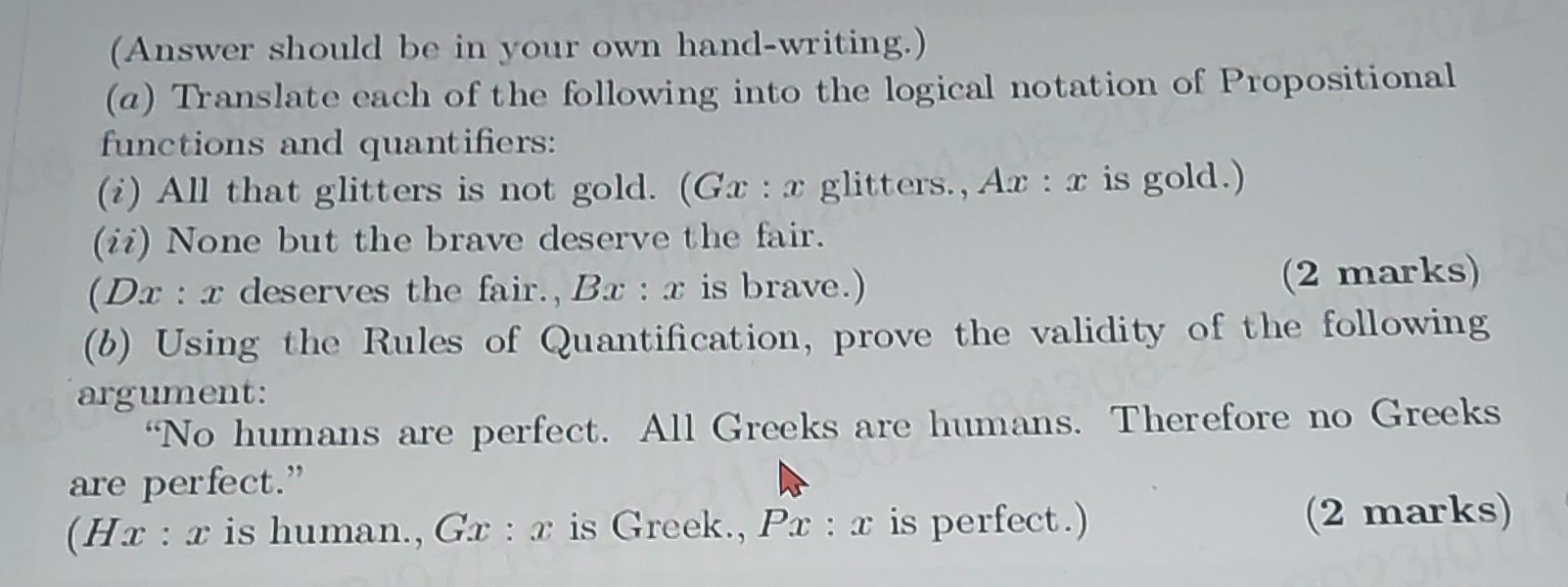 (Answer should be in your own hand-writing.) (a) | Chegg.com