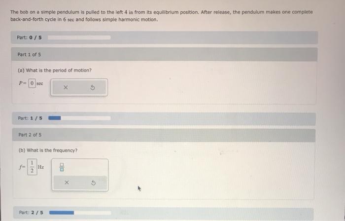 Solved The bob on a simple pendulum is pulled to the left 4 | Chegg.com