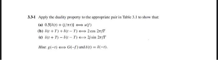 Solved 3.3-1 Apply the duality property to the appropriate | Chegg.com