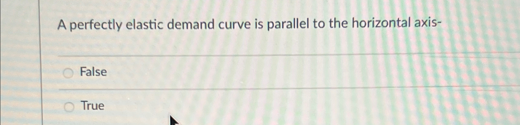 Solved A perfectly elastic demand curve is parallel to the | Chegg.com