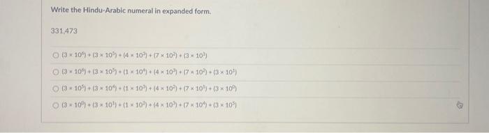 Solved Write the Hindu-Arable numeral in expanded form. | Chegg.com