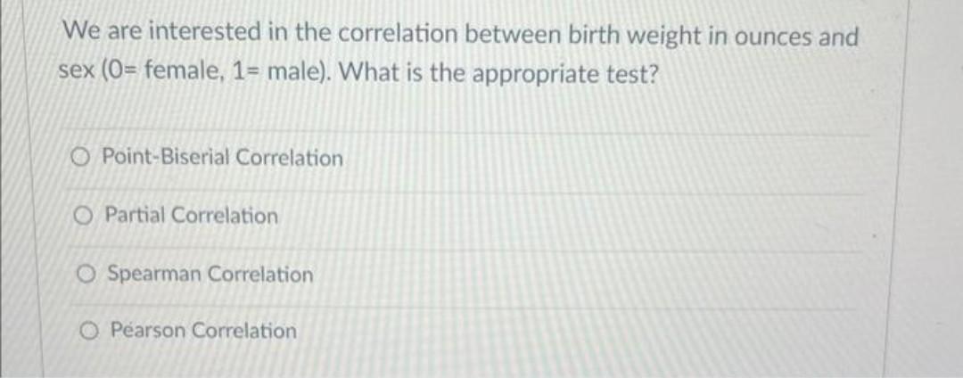 Solved We Are Interested In The Correlation Between Birth