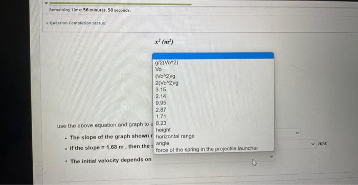Solved In the Projectile experiment, the relation between | Chegg.com