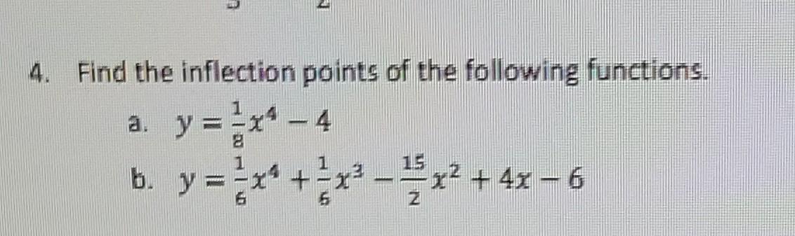Solved Find the inflection points of the following | Chegg.com