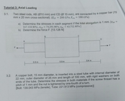 Solved Tutorial 3: Axial Loading3.1. ﻿Two steel rods, | Chegg.com
