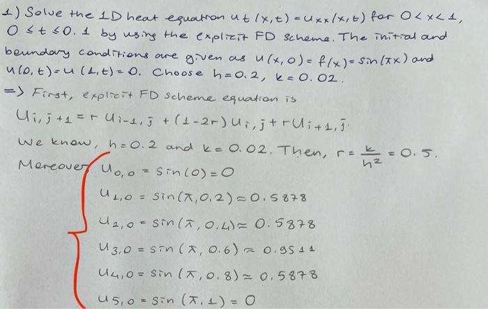Solved 1) Solve the 1D heat equatron ut(x,t)=uxx(x,t) for 0 | Chegg.com