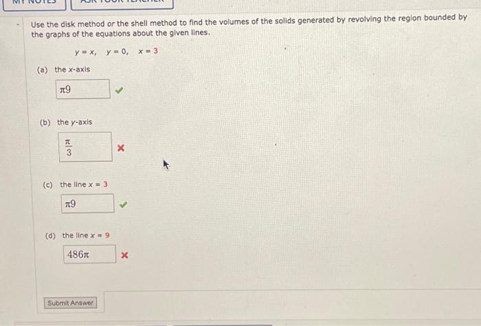 Solved Use the disk method or the shell method to find the | Chegg.com