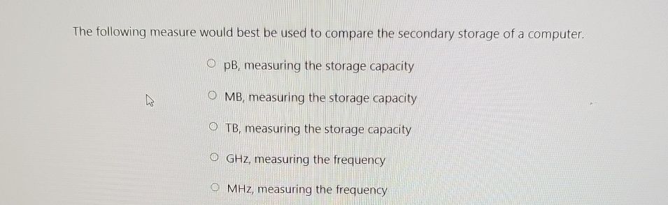 Solved The following measure would best be used to compare | Chegg.com