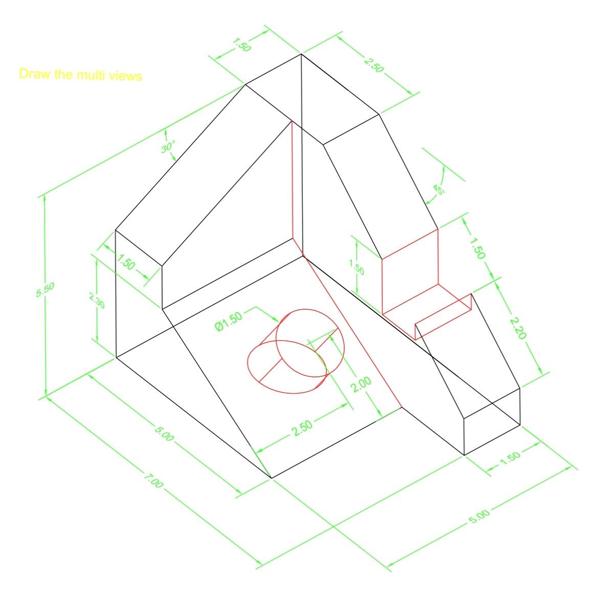 Solved Draw the multi views | Chegg.com