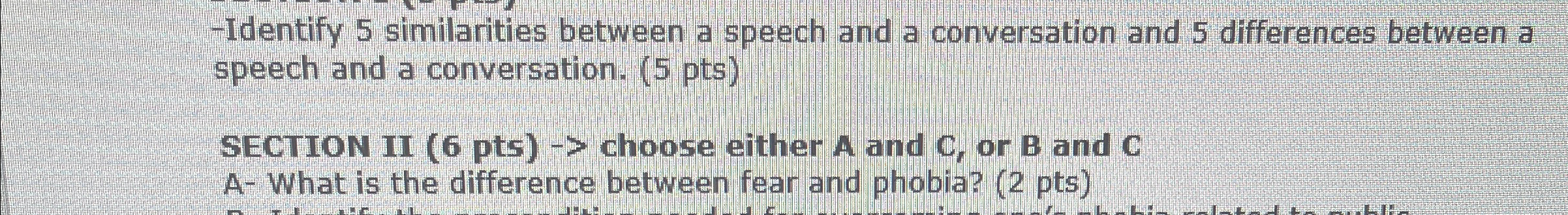 Solved -Identify 5 ﻿similarities between a speech and a | Chegg.com