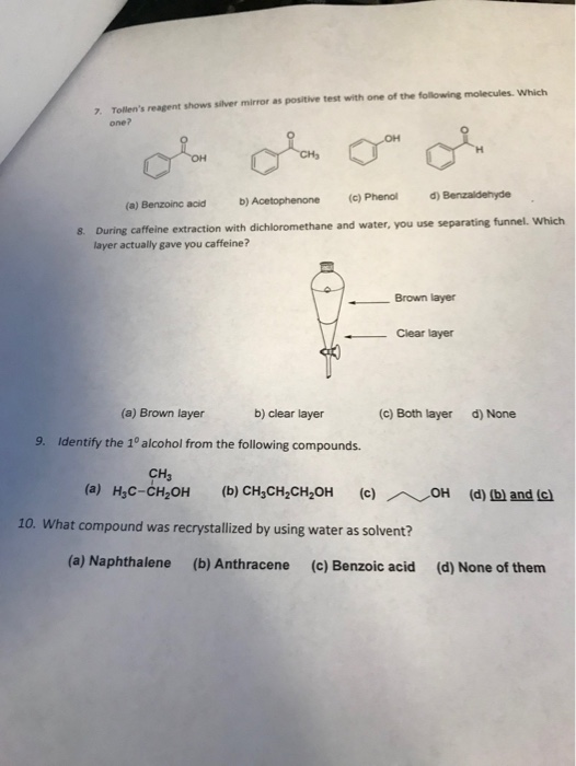 Solved Tollen's reagent shows silver mirror as positive test | Chegg.com