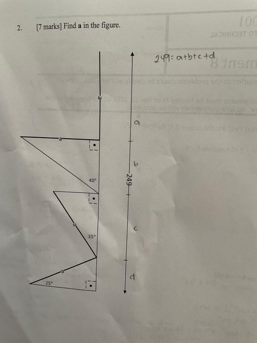 Solved 2. [7 marks] Find a in the figure. | Chegg.com